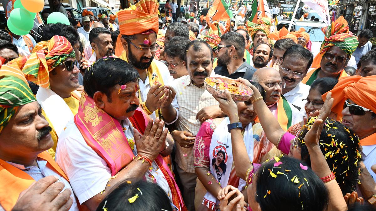 BJP candidate Vishnu Kumar Raju files nomination with traditional rally in Visakhapatnam North ...